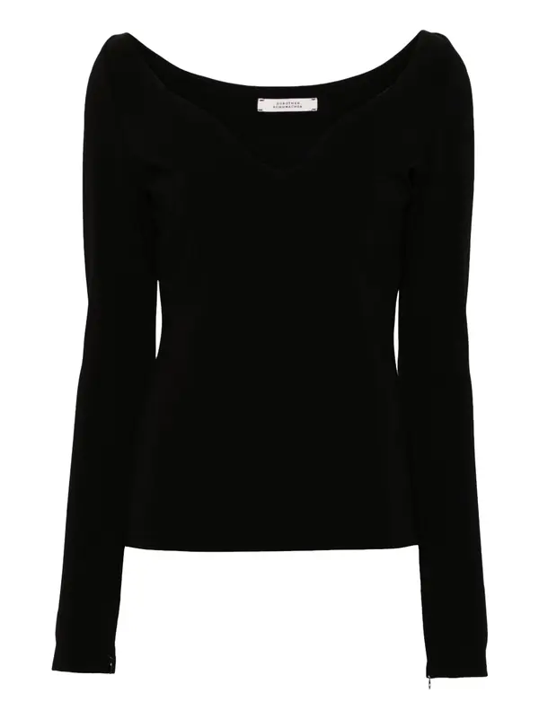 Dorothee Schumacher Structured V-neck Top - Black