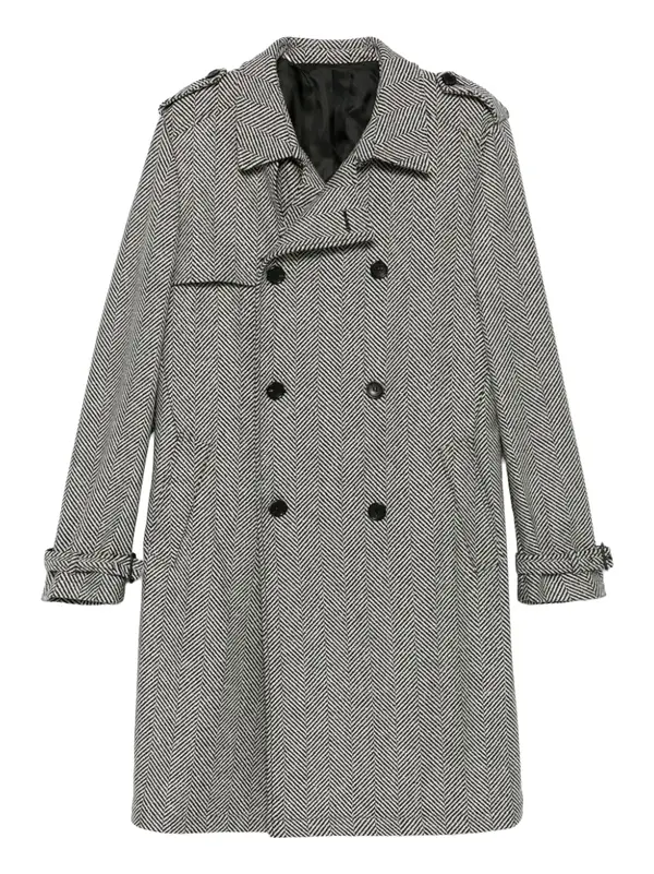 ERALDO Herringbone Virgin Wool Coat - Black