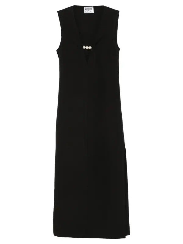 Moschino Faux-pearl Embellished Maxi Dress - Black