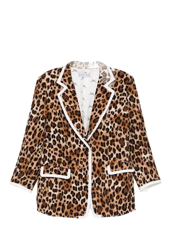 ROWEN ROSE Leopard-print Blazer - Neutrals