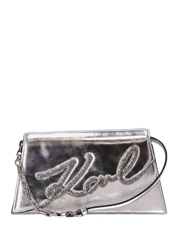 Karl Lagerfeld K/signature 2.0 Metallic Shoulder Bag - Silver