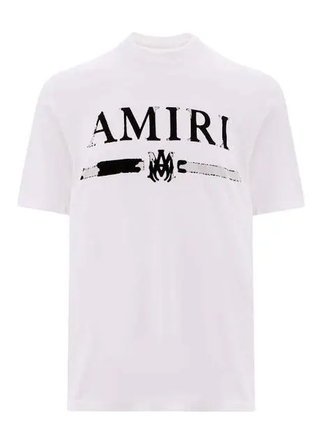 Amiri Ma Bar Applique Logo Tee Shirt - White/black