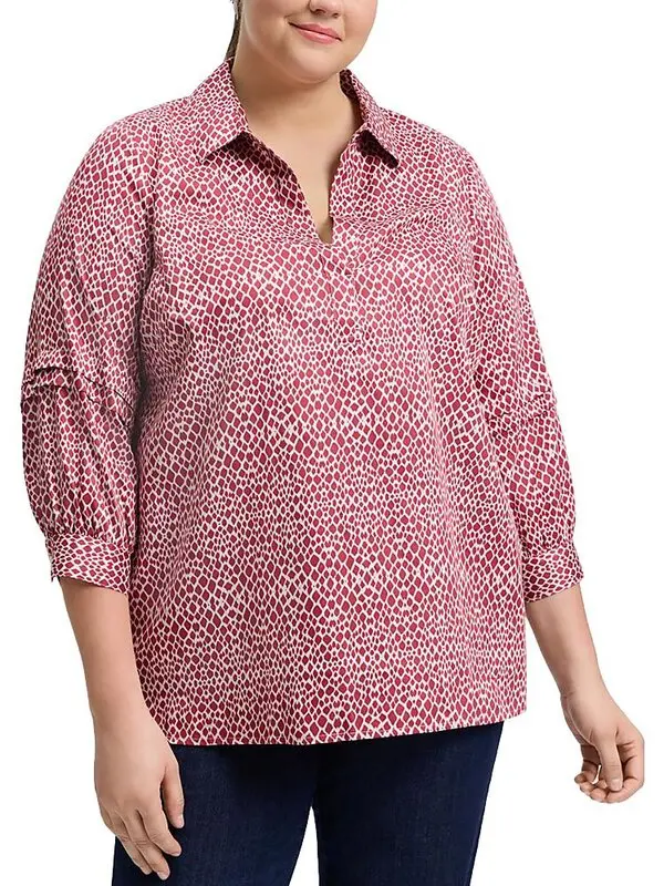 Foxcroft Frankie Popover Top - Ruby Red