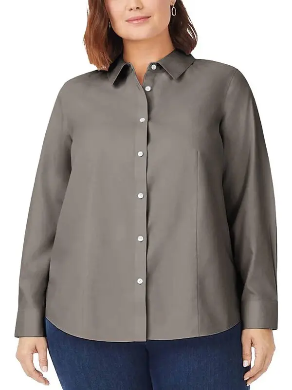 Foxcroft Dianna Long Sleeve Shirt - Chambray Pink