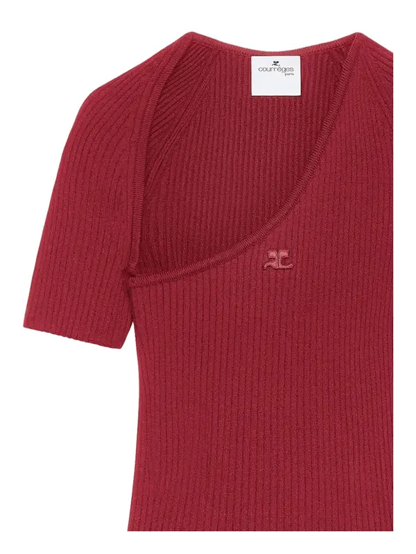 COURREGES Mini Slash Rib-knit Dress - Red