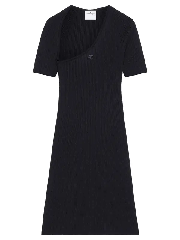 COURREGES Slash Ribbed Knit Dress - Black