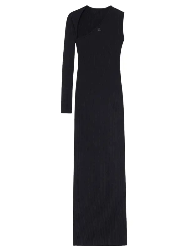 COURREGES Ribbed-knit Maxi Dress - Black