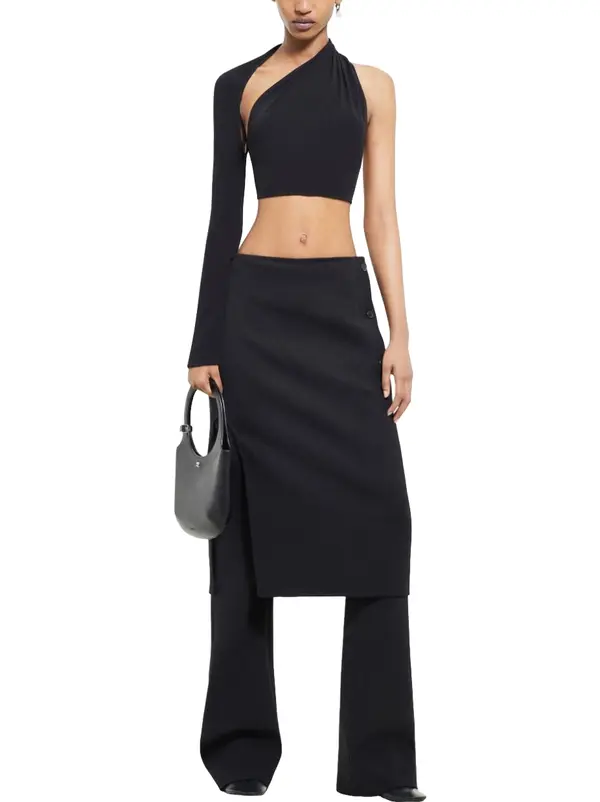 COURREGES Oblique Tailored Midi Skirt - Black