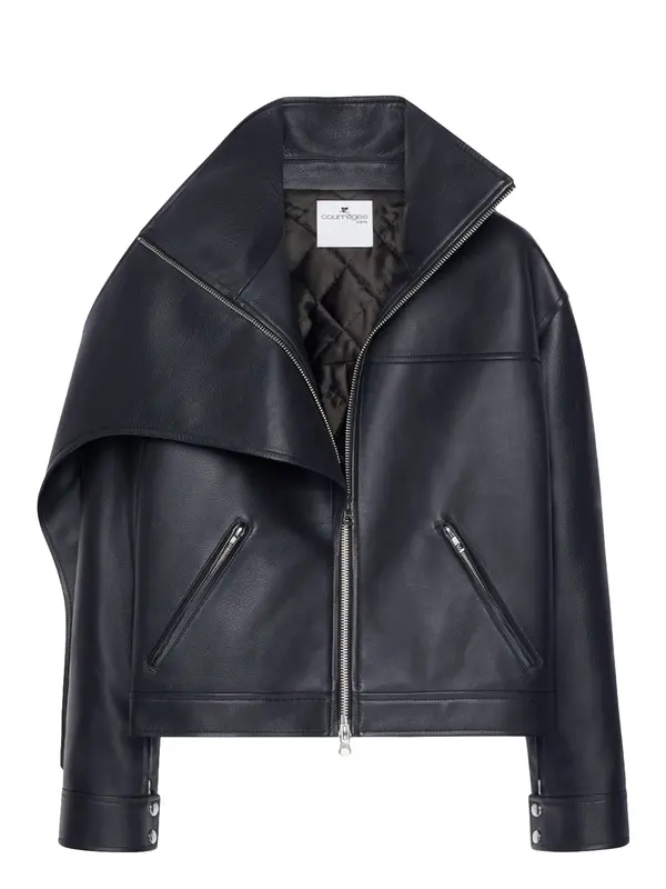 COURREGES Oversized Leather Jacket - Black