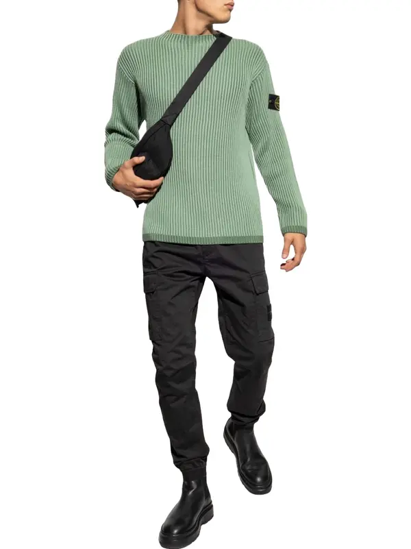 Stone Island Ribbed Virgin Wool Jumper - Green