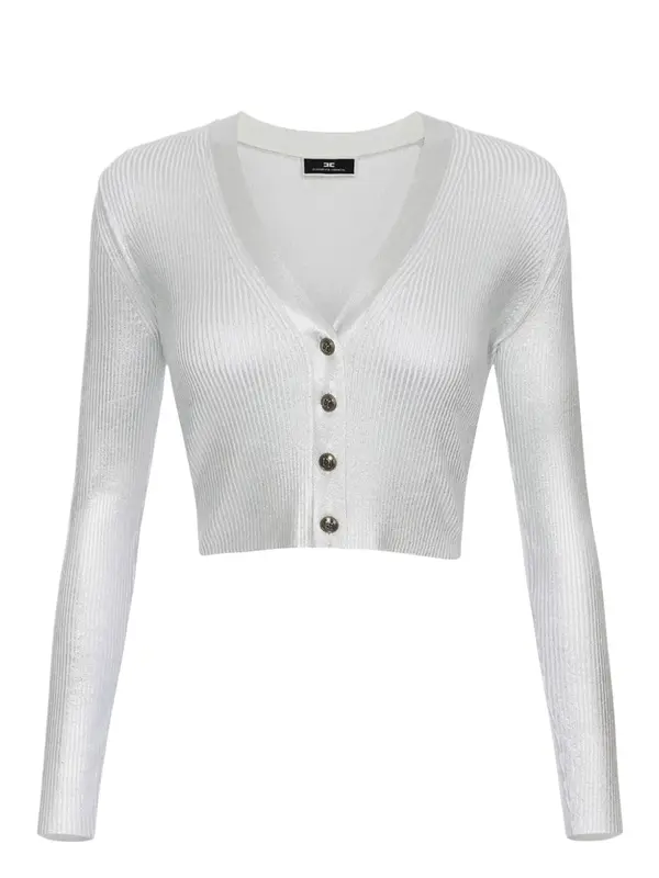 Elisabetta Franchi Laminated Cropped Cardigan - Grey