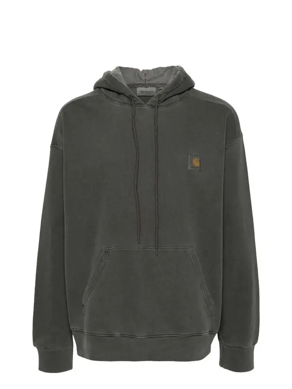 Carhartt Logo Patch Cotton Hoodie - Charcoal Grey