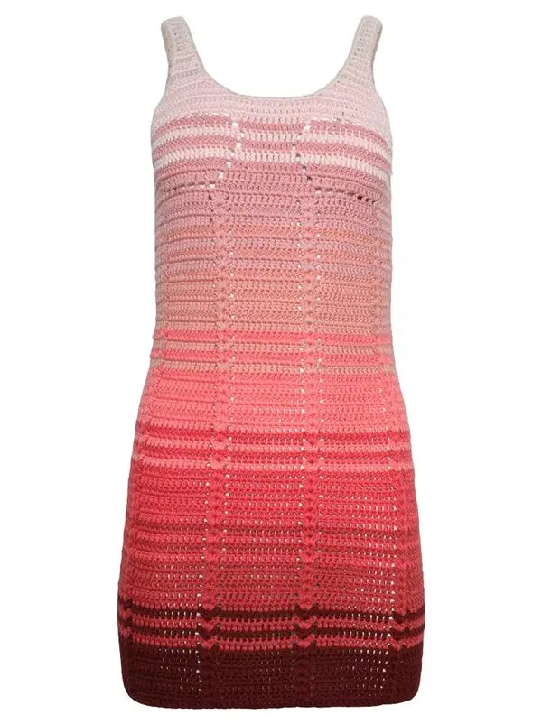 Amiri Sunset Ombre Crochet Dress - Pink
