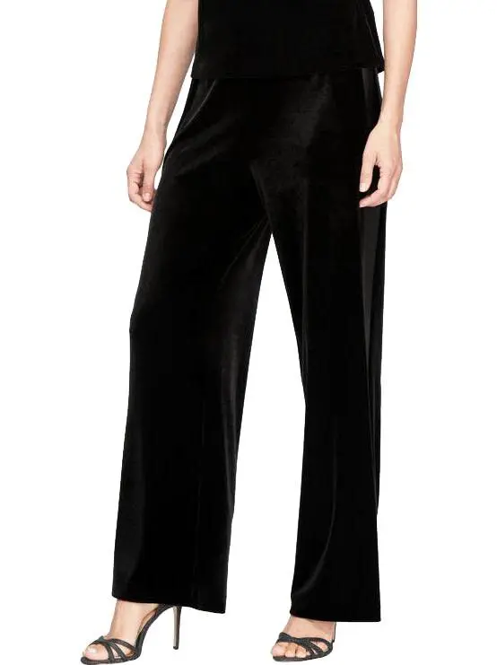 Alex Evenings Tuxedo Stripe Velvet Pants - Black