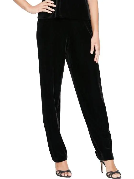 Alex Evenings Slim Fit Velvet Pants - Black