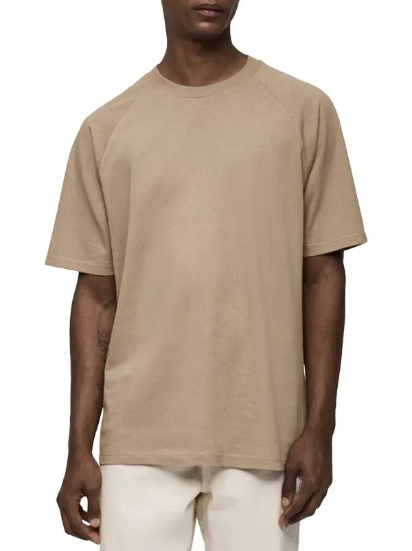 Mango Relaxed Fit Cotton & Linen T-shirt - Beige