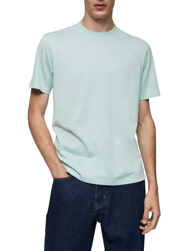 Mango Slim Fit Cotton T-shirt - Aqua Green