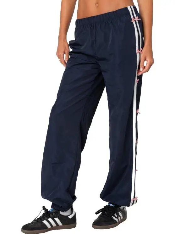EDIKTED Bow Stripe Track Pants - Navy