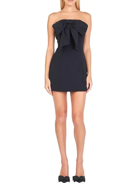 Endless Rose Bow Strapless Mini Dress - Black