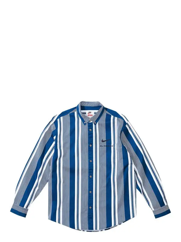Supreme X Nike Cotton Twill Shirt Stripe - Blue