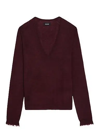 Zadig&Voltaire Rivy Embroidered-wings Cashmere Jumper - Burgundy