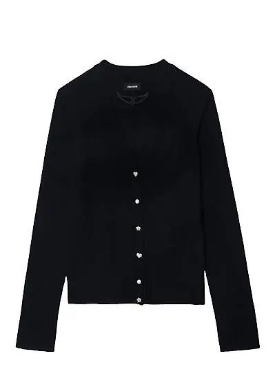 Zadig&Voltaire Jemma Diamante-buttoned Merino-wool Cardigan - Black