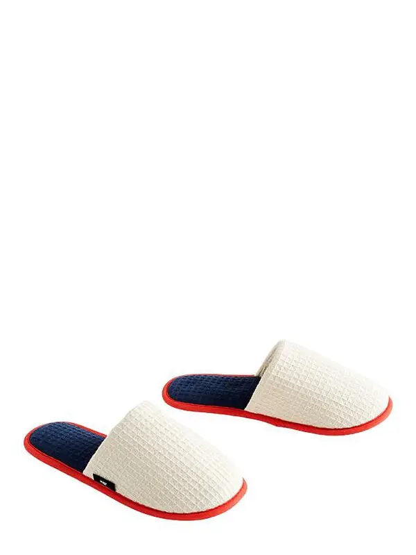 HAY Waffle-texture Cotton-blend Slippers - Cream Multi