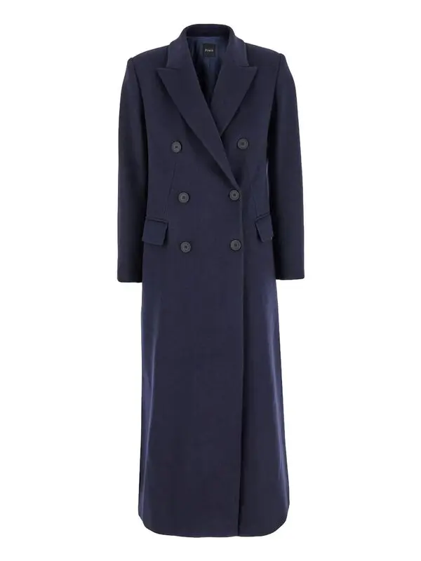 PLAIN Long Double-breasted Cady Coat - Blue