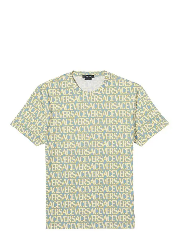 Versace Allover Logo T-shirt - Blue/yellow