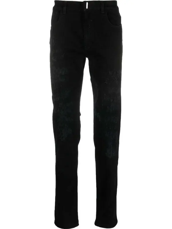 Givenchy Skinny Fit Destroyed Jeans - Black