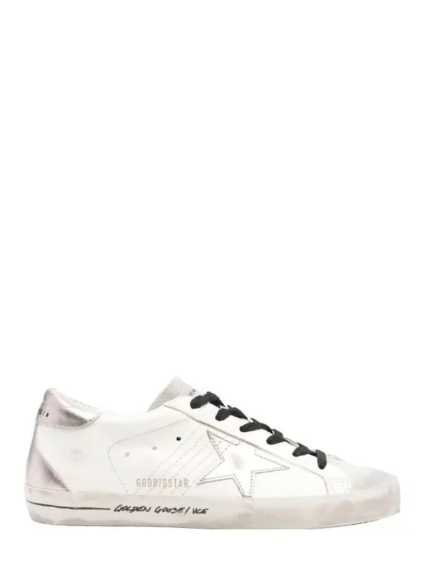 GOLDEN GOOSE Super-star Metallic Sneakers - White/silver/black
