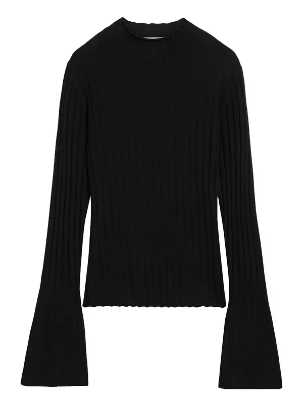 LOULOU STUDIO Anda Merino Wool-blend Turtleneck Sweater - Black