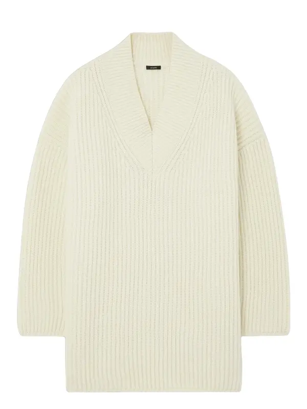 JOSEPH Ribbed Merino Wool Sweater - Ivory