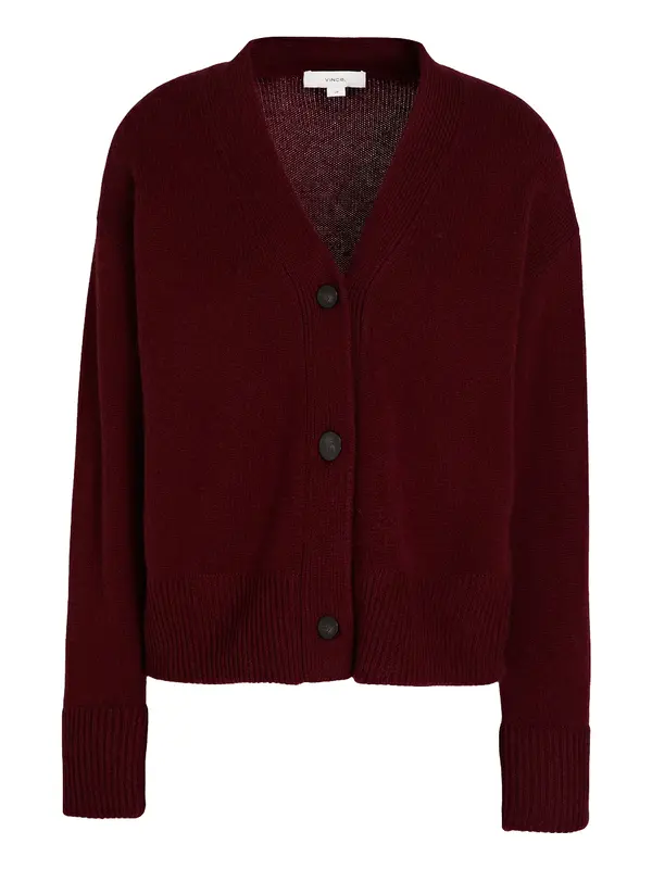 Vince Wool And Cashmere-blend Cardigan - Merlot