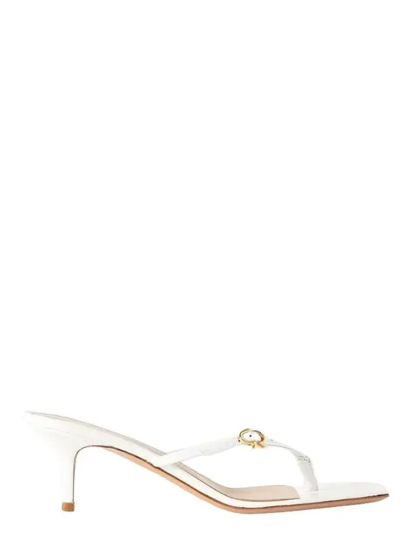 GIANVITO ROSSI Vernice 55 Buckled Leather Mules - White
