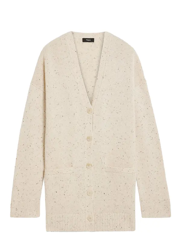 Theory Donegal Wool & Cashmere-blend Cardigan - Cream