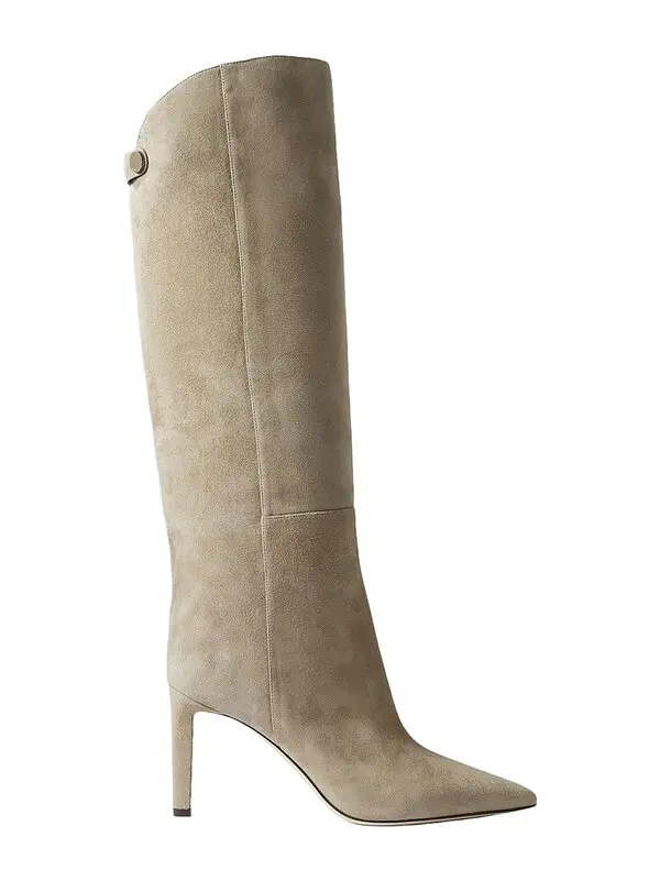 JIMMY CHOO Alizze 85 Suede Knee High Boots - Taupe