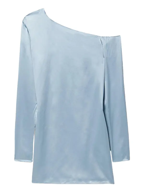 BEARE PARK One-shoulder Silk-satin Top - Sky Blue