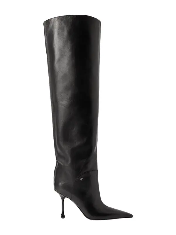 JIMMY CHOO Cycas 95 Leather Over-the-knee Boots - Black