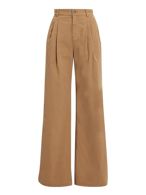 NILI LOTAN Flavie Wide-leg Cotton-blend Twill Pants - Camel