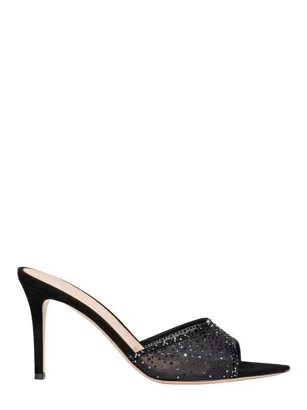 GIANVITO ROSSI Rania 85 Crystal-embellished Organza Mules - Black