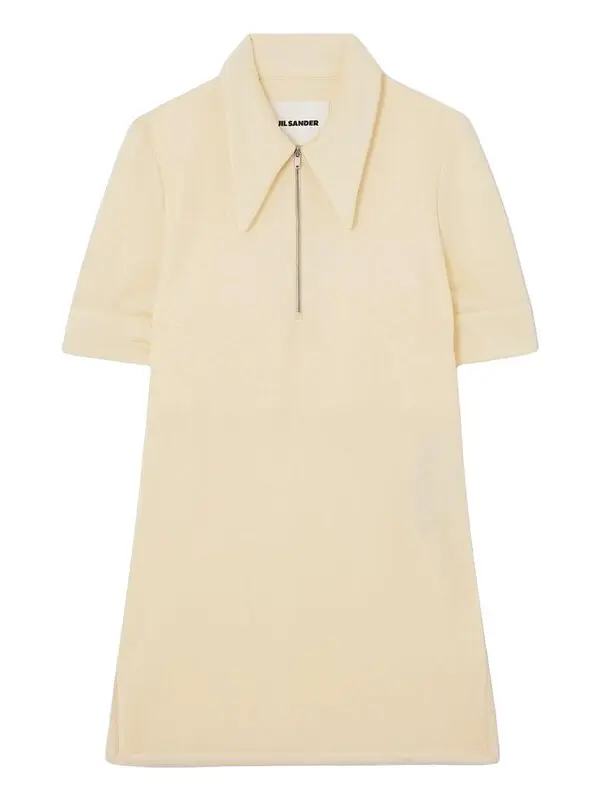 JIL SANDER Satin-trimmed Jersey Polo Shirt - Pastel Yellow