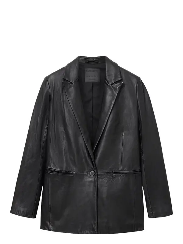 ALLSAINTS Deri Single Breasted Leather Blazer - Black
