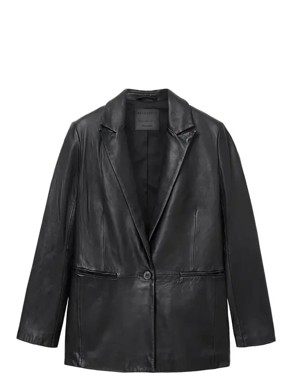 ALLSAINTS Deri Single Breasted Leather Blazer - Black