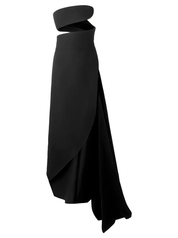Alaïa Spiral Strapless Bustier Silk And Wool-blend Gown - Black