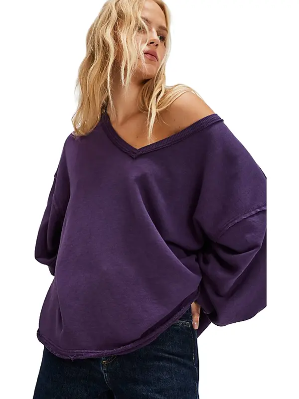 Free People We The Free Venice V-neck Sweatshirt - Sour Grapes
