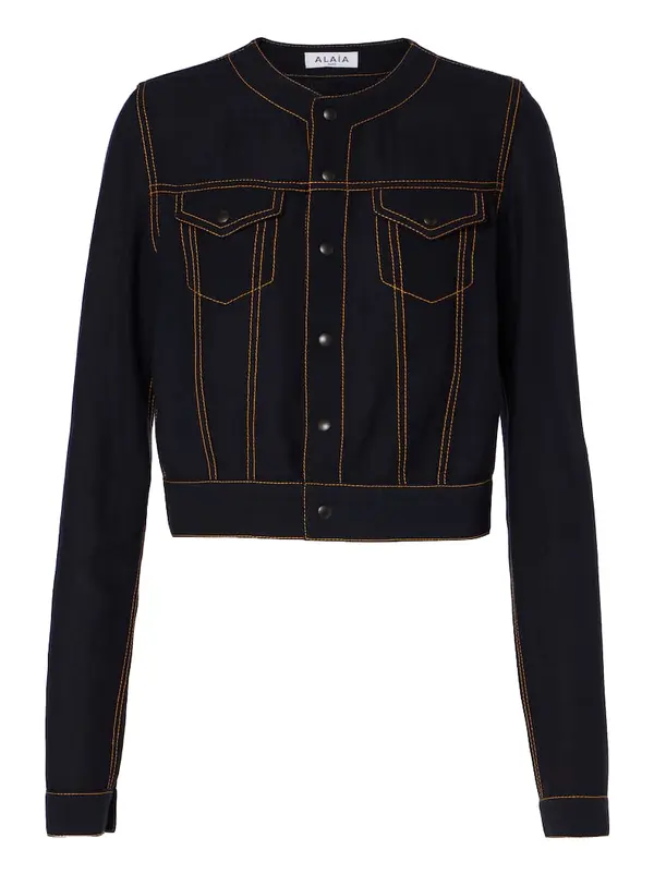 Alaïa Fluid Cropped Wool-blend Jacket - Blue