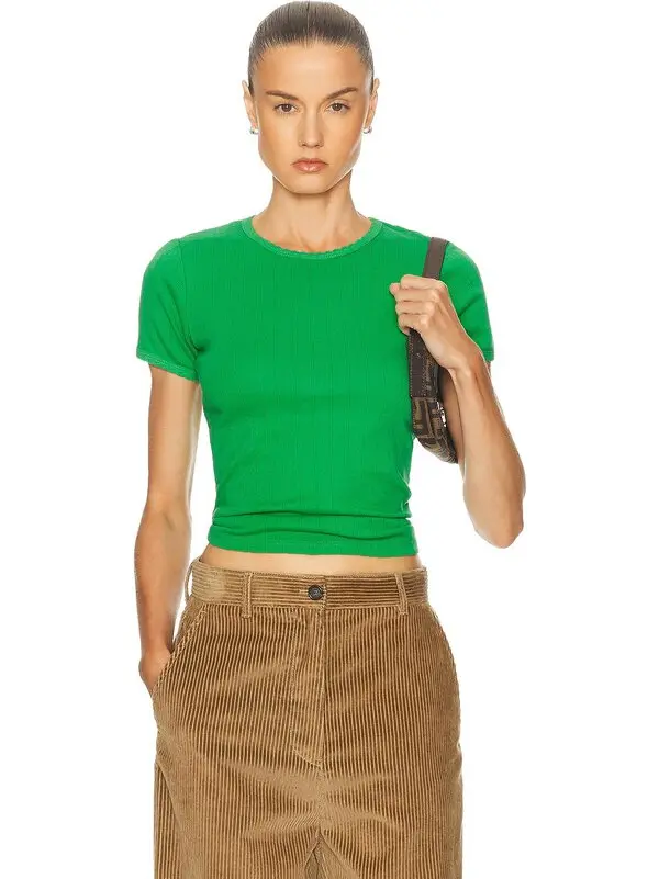 LESET Pointelle Slim Fit Tee - Vert