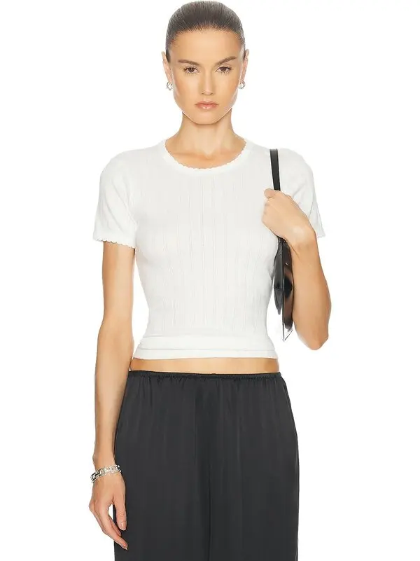 LESET Pointelle Slim Fit Tee - White