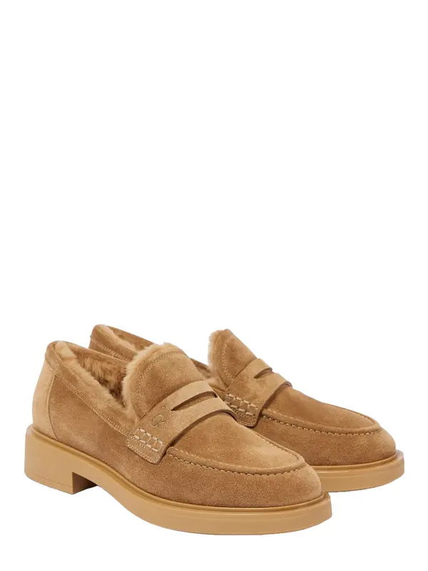 GIANVITO ROSSI Harris Suede Penny Loafers - Beige